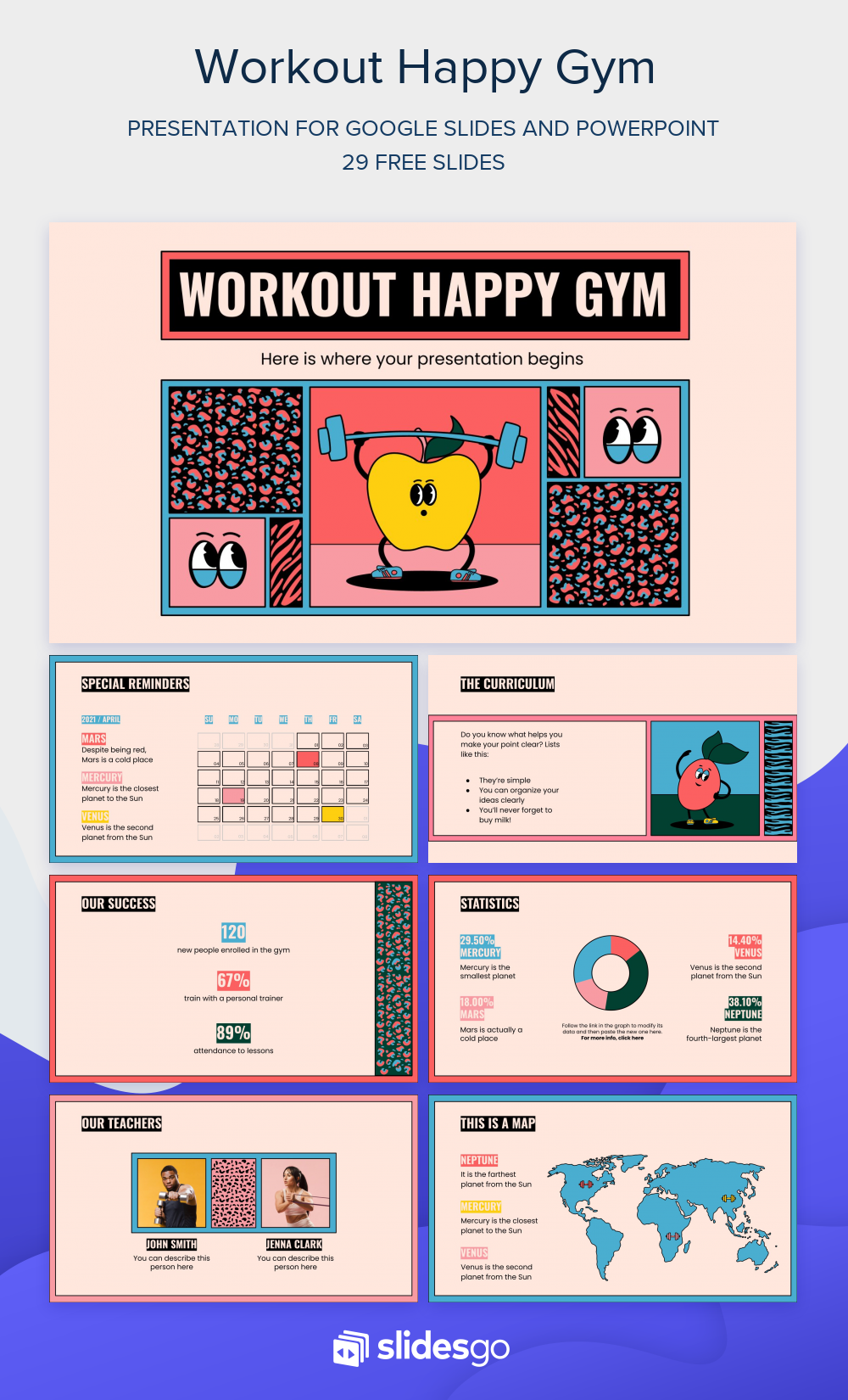 Workout Happy Gym | Google Slides theme & PPT template