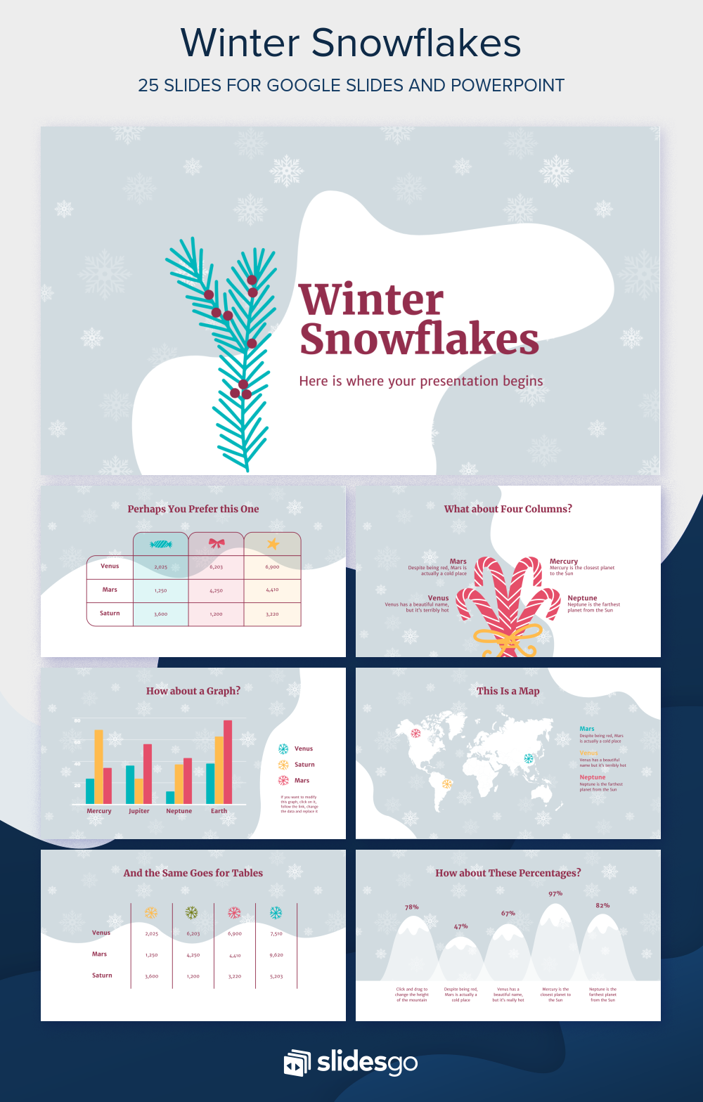 Winter Snowflakes Google Slides Theme and PPT Template