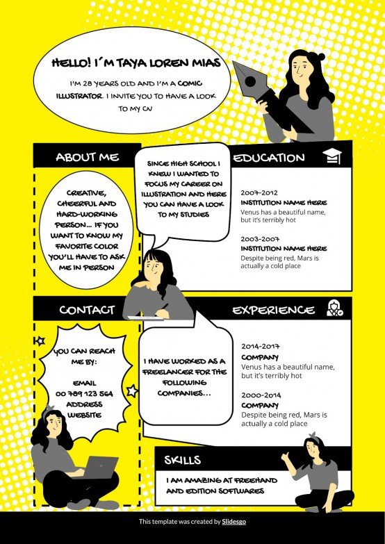 CV ilustrador de cómics