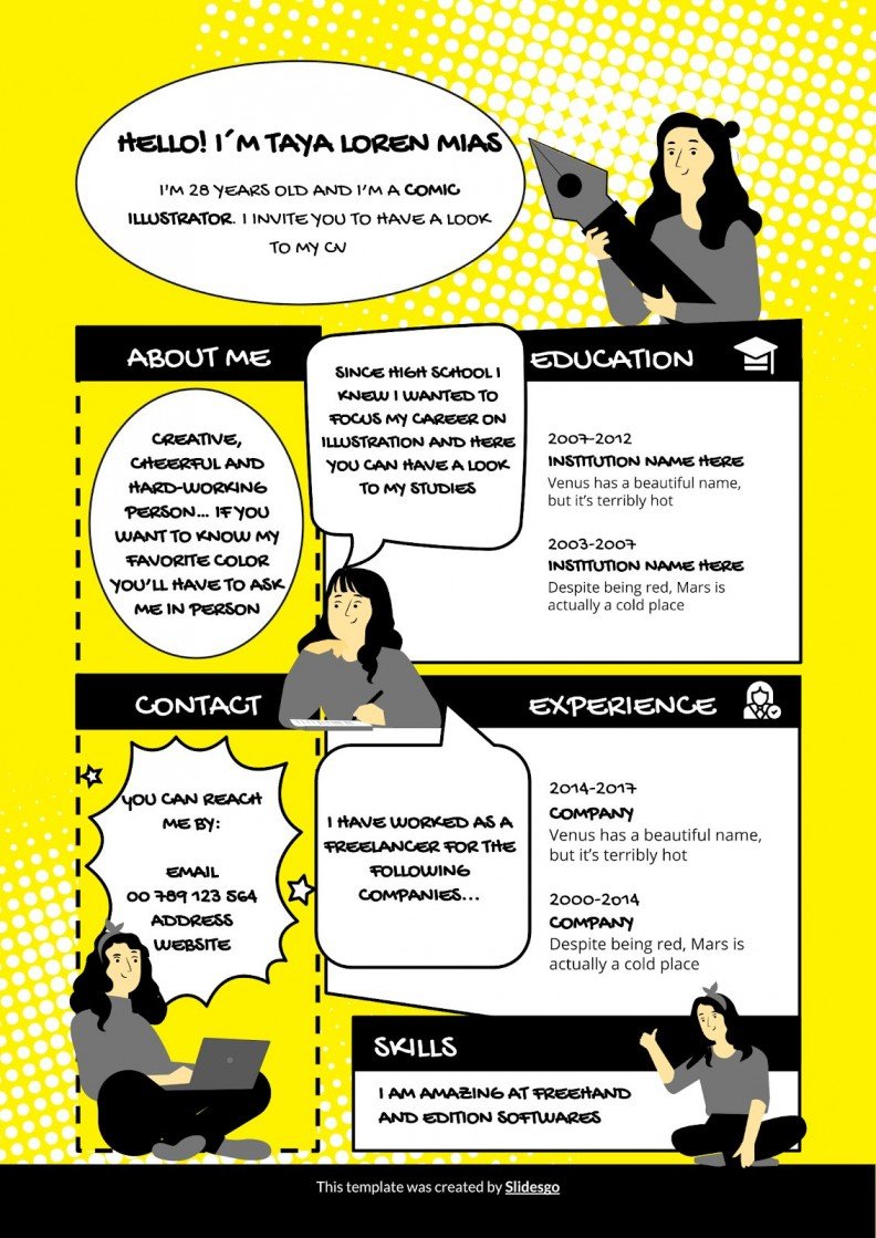 CV ilustrador de cómics