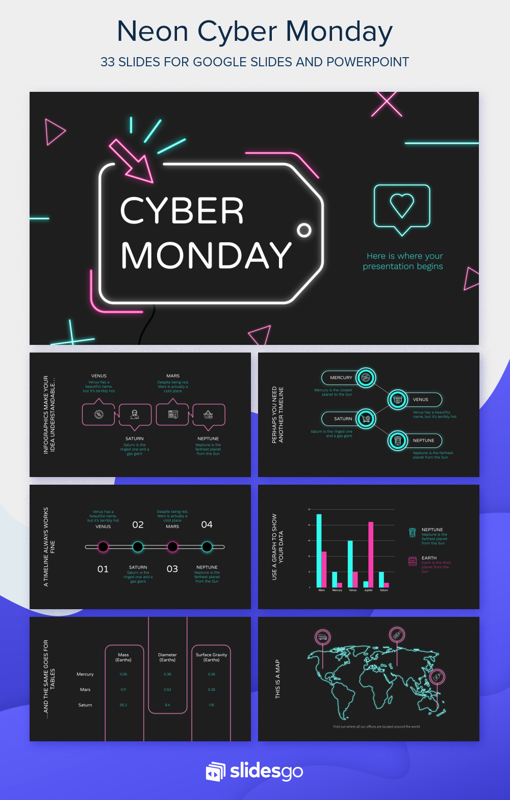 Neon Cyber Monday Google Slides and PowerPoint Template
