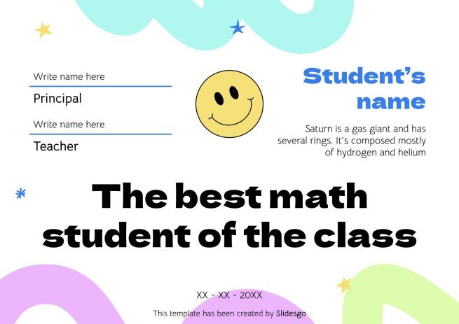 Best Student of the Class Diploma Presentation