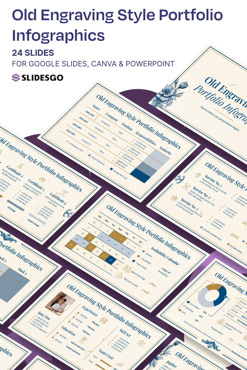 Old Engraving Style Portfolio Infographics Template