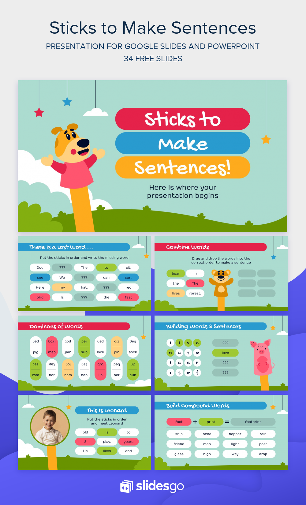 Sticks to Make Sentences | Google Slides & PPT template