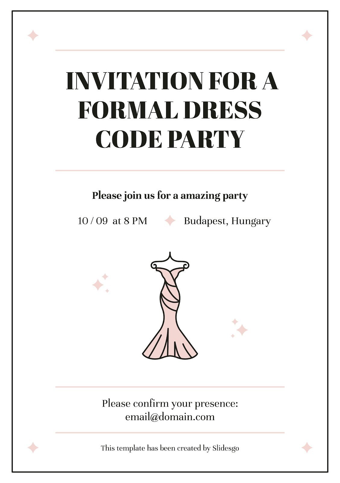 Invitación para una fiesta con código de vestimenta formal