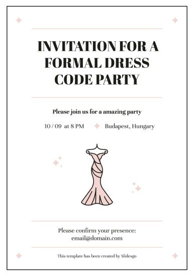 Invitación para una fiesta con código de vestimenta formal