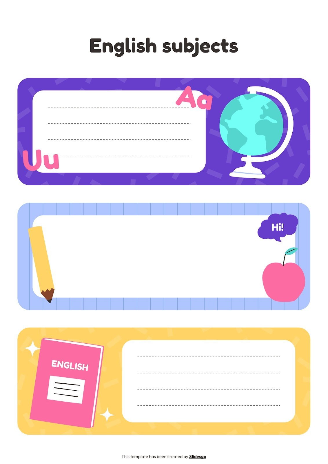 School Labels for Elementary School Subjects Presentation