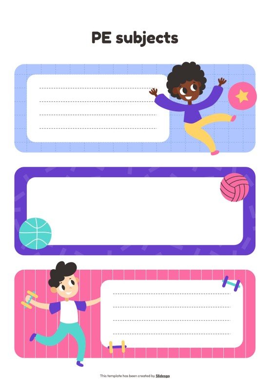 School Labels for Elementary School Subjects Presentation