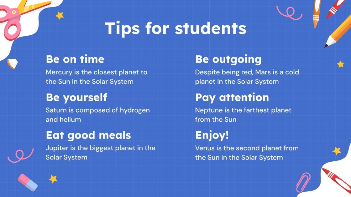 First day of class: Welcome, Students! Presentation