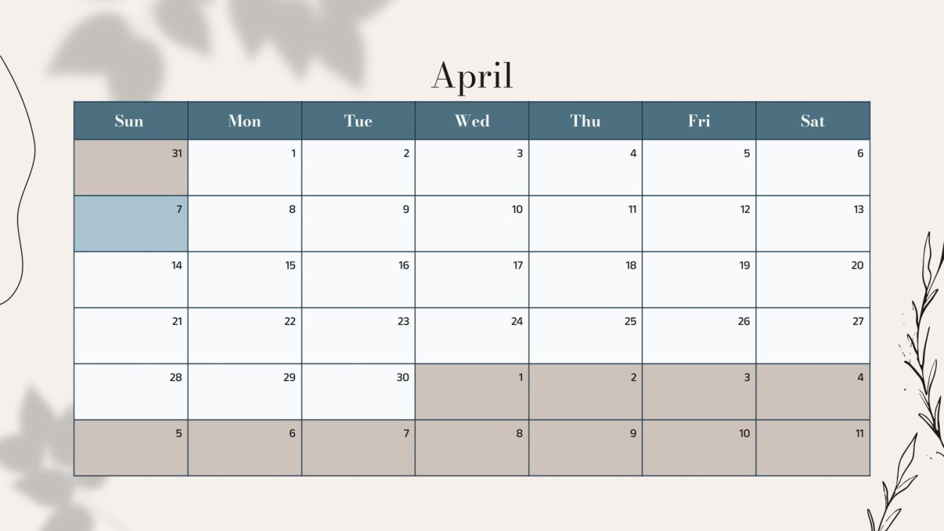 Minimalist Calendar Template Presentation