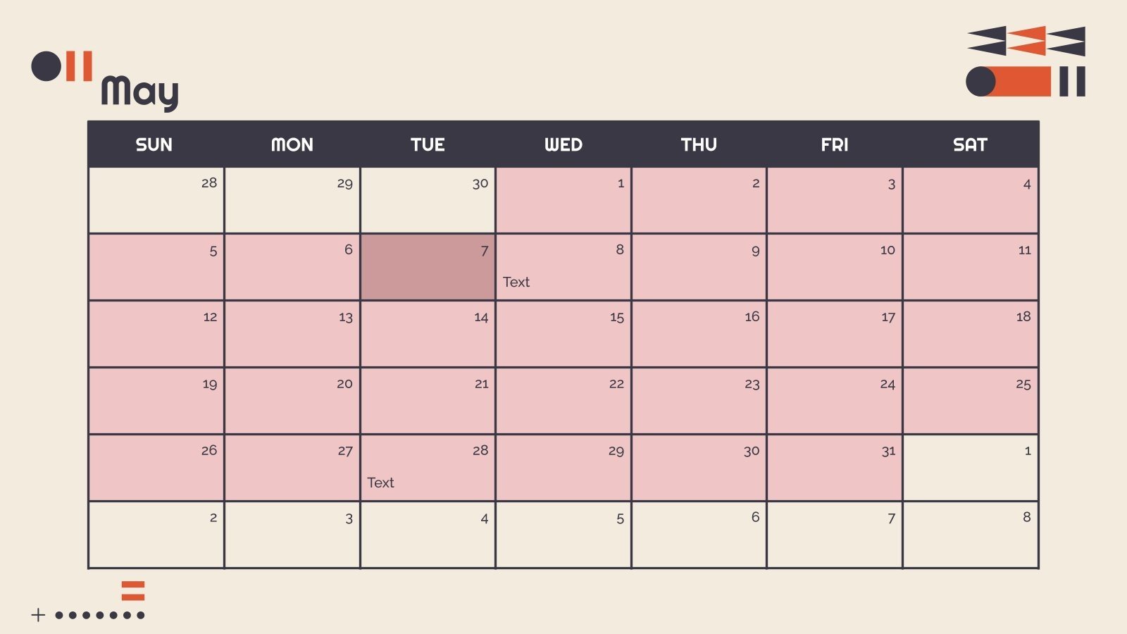 Présentation Modèle de calendrier à motif géométrique