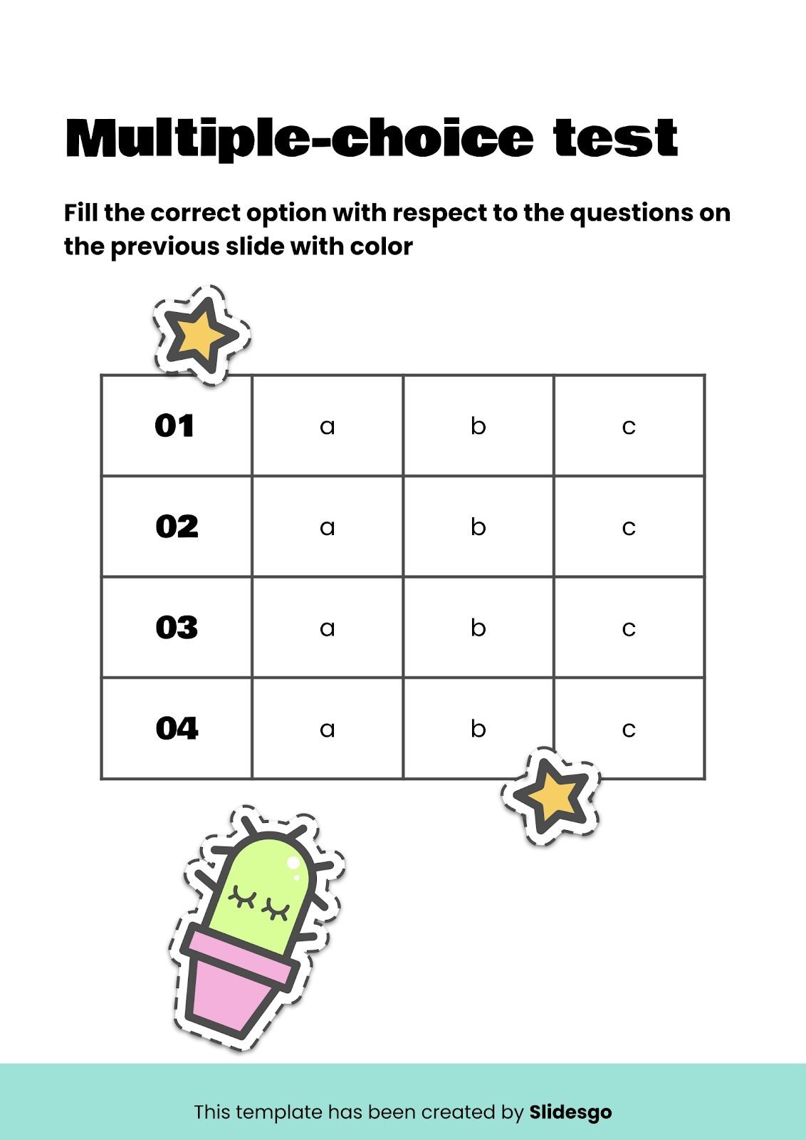 Multiple-choice Test Worksheets for Elementary Presentation