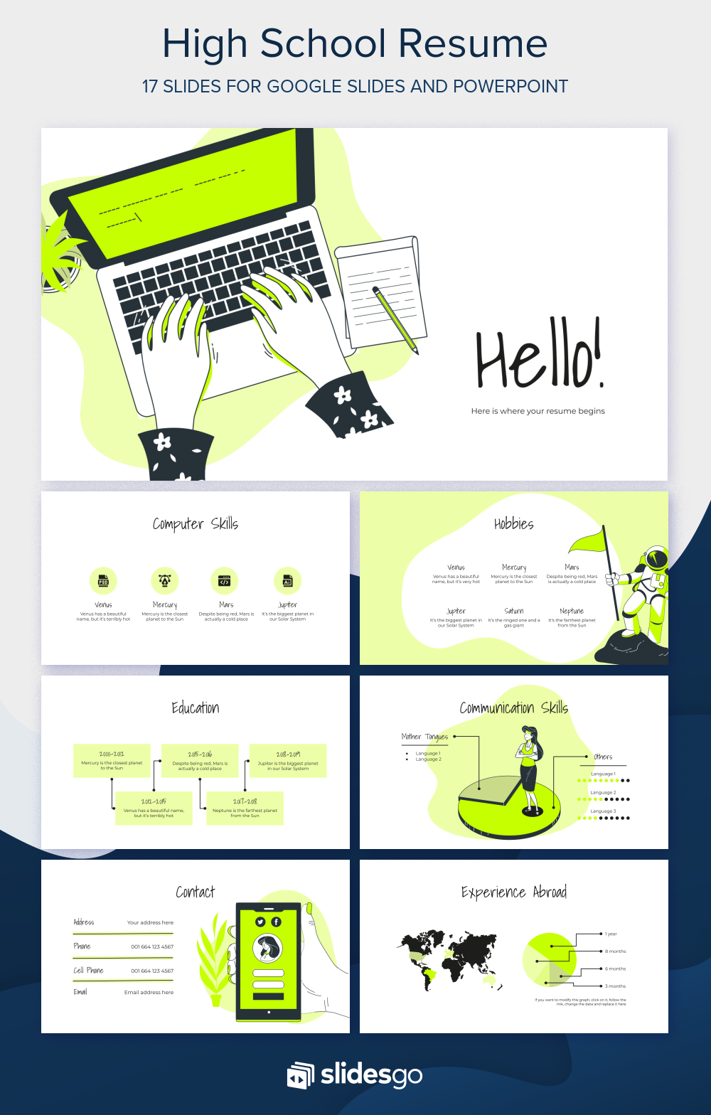 High School Resume Google Slides Theme & PPT Template