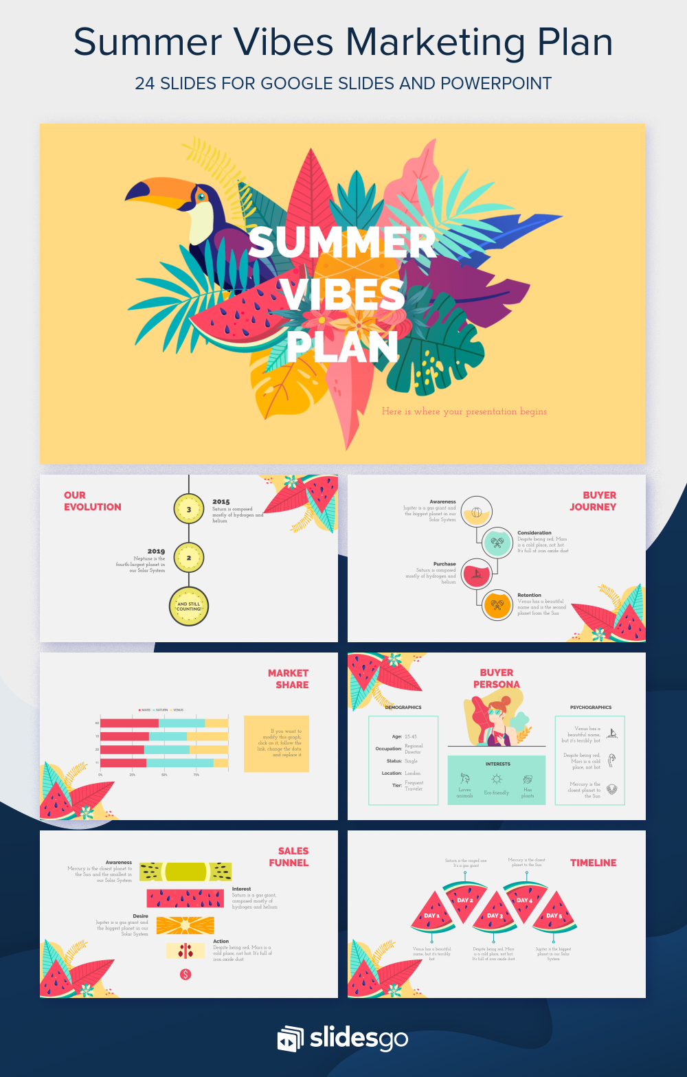 Summer Vibes Marketing Plan Google Slides and PowerPoint Template