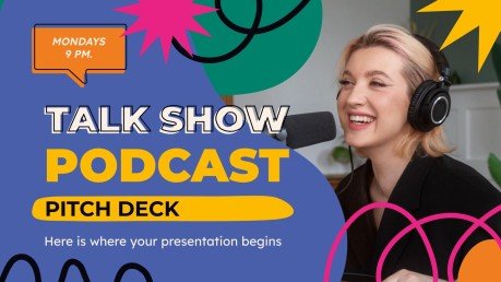 Google Slides and PowerPoint templates about talkshows