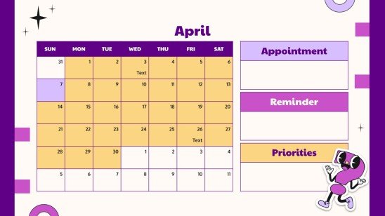 Stickers Calendar Template Presentation