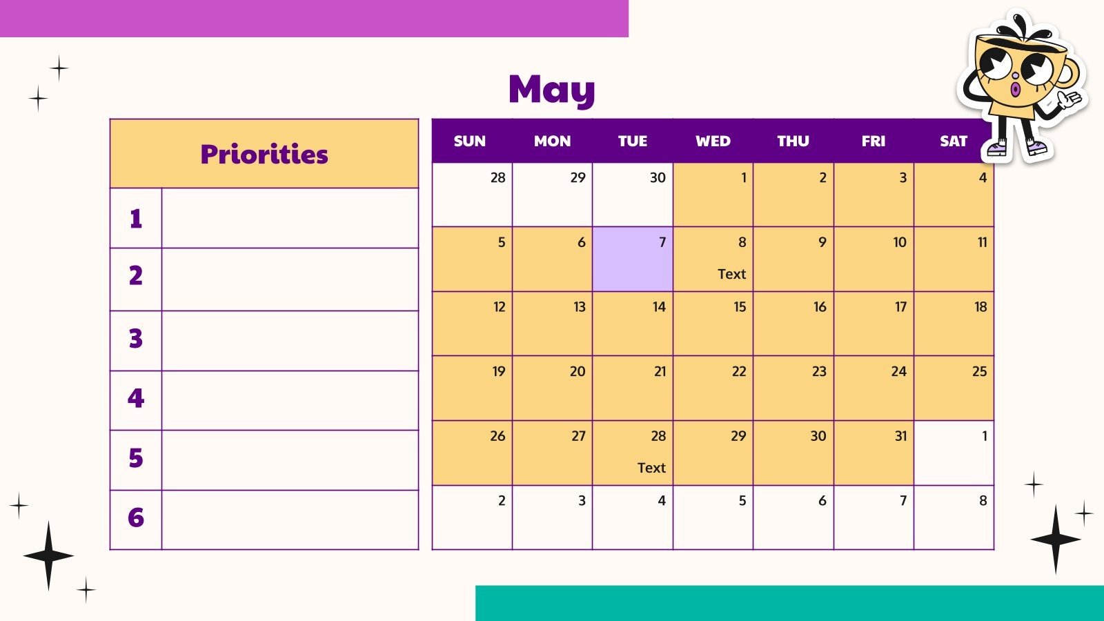 Stickers Calendar Template Presentation
