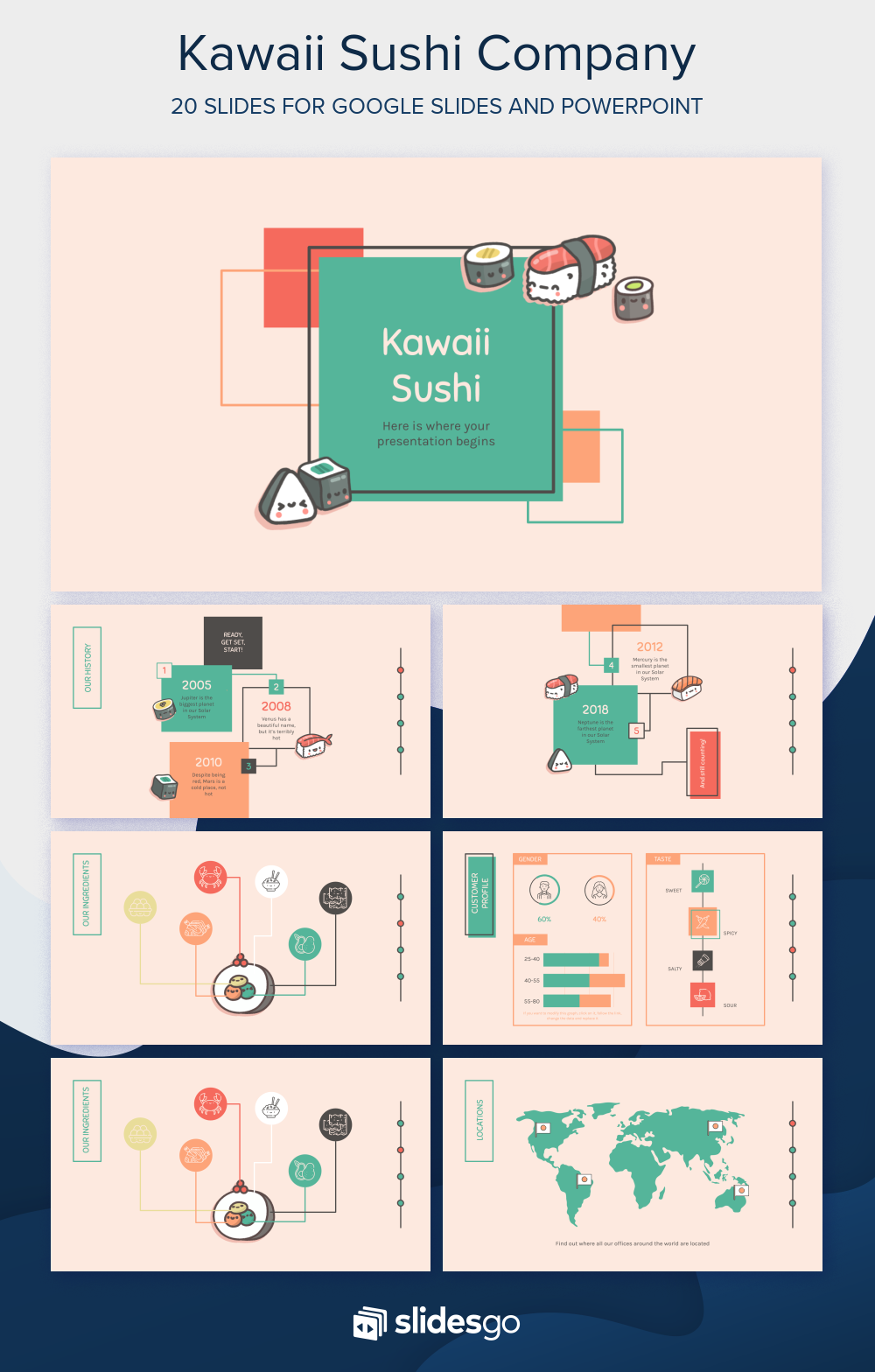 Kawaii Sushi Company Google Slides and PowerPoint Template