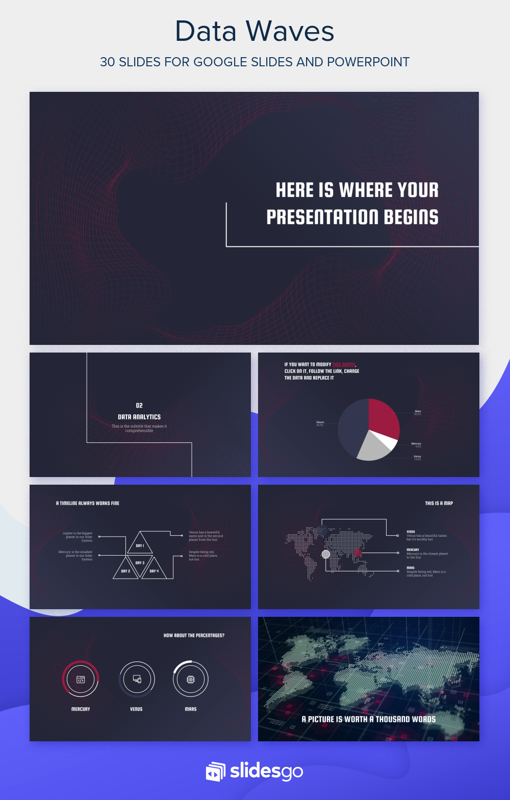 Data Waves Google Slides and PowerPoint Template