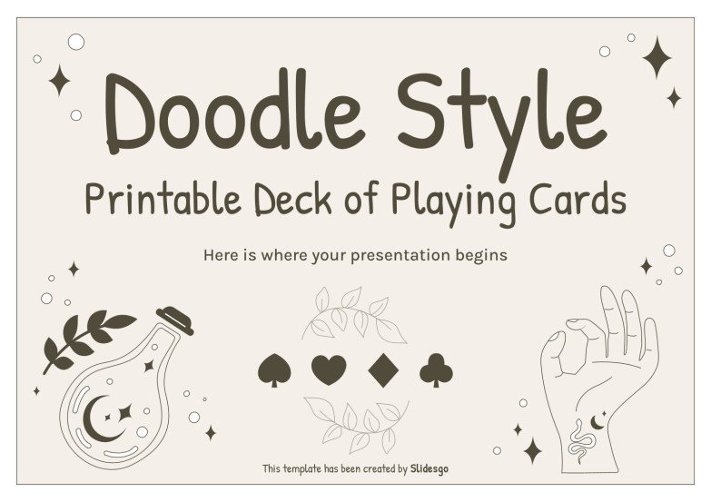 Doodle Style Printable Deck of Playing Cards Presentation