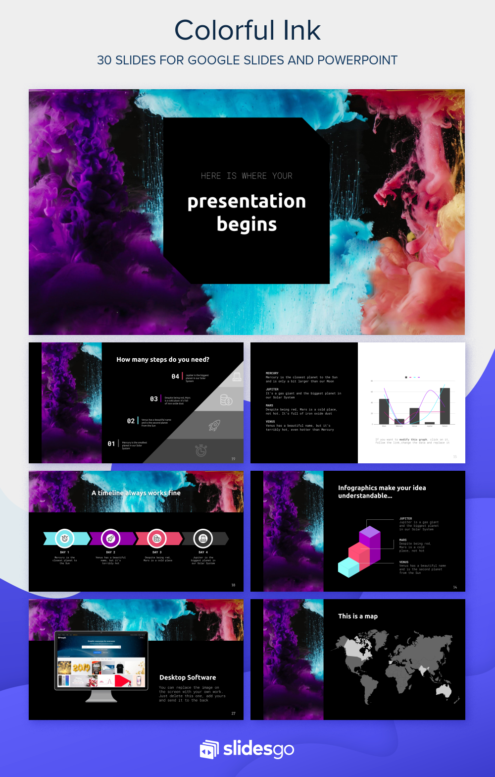 Colorful Ink Google Slides and PowerPoint Template