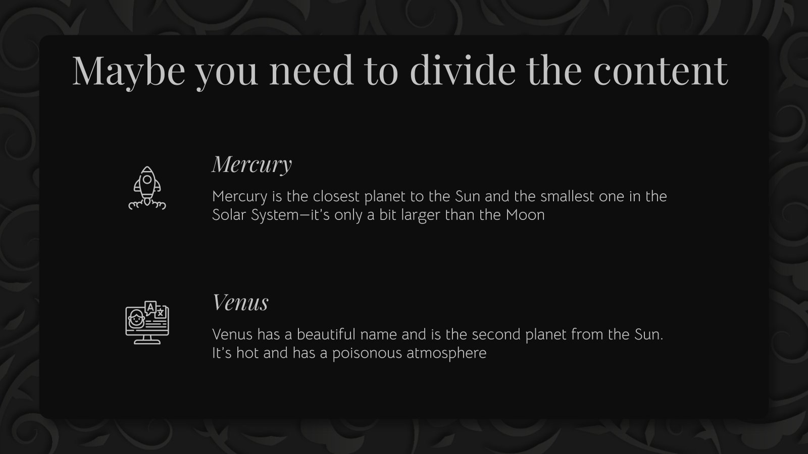 Dark Style Theme Presentation