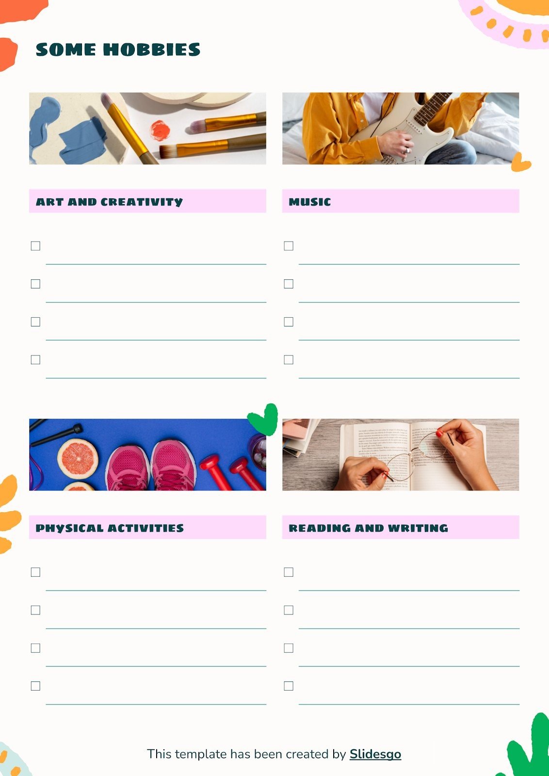 My Favourite Hobbies List Presentation