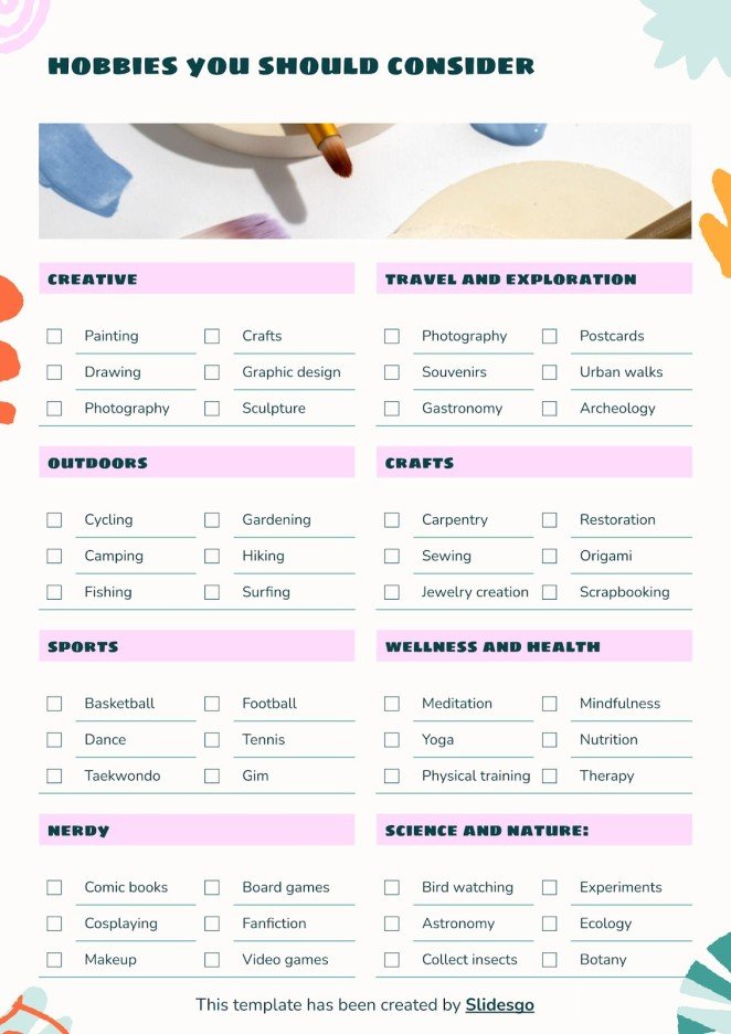 My Favourite Hobbies List Presentation