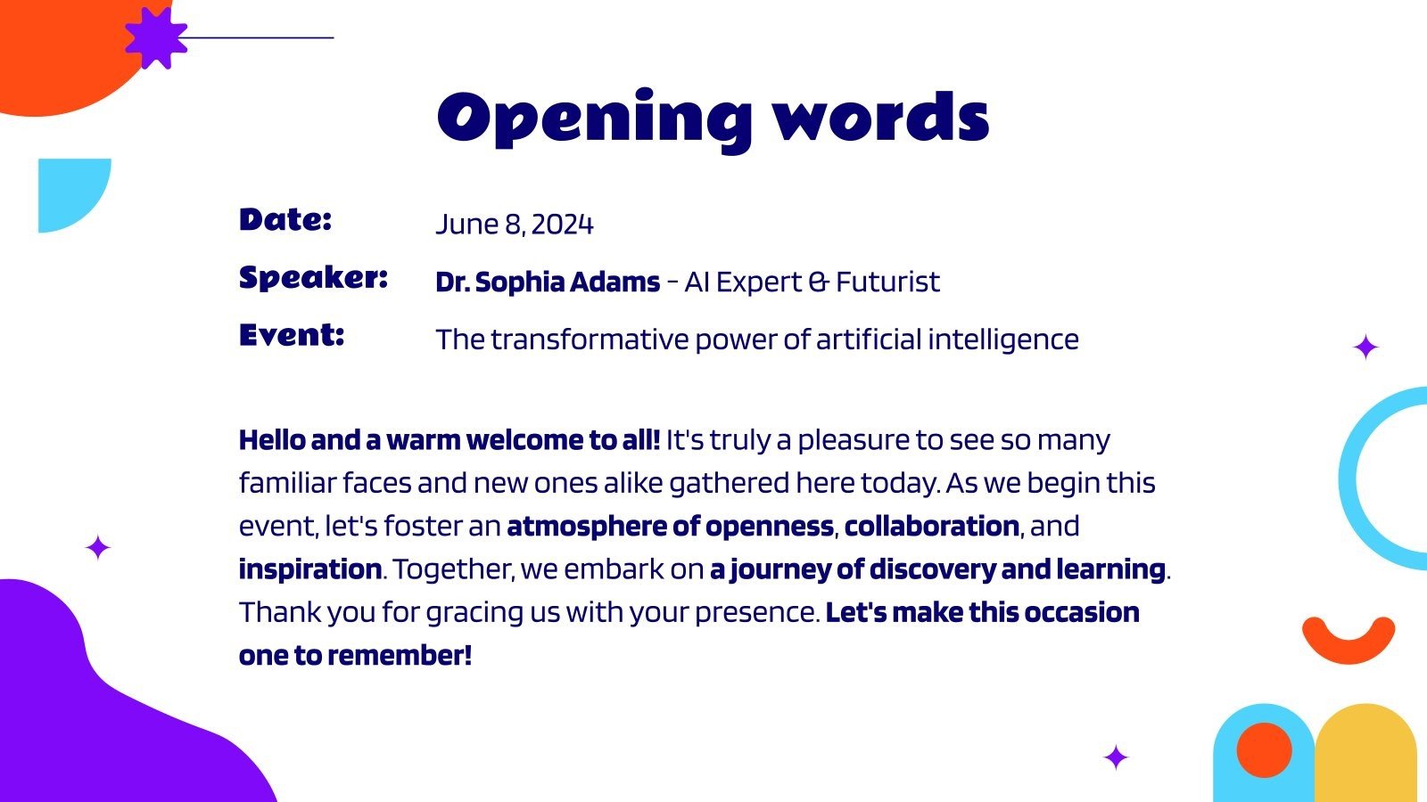 Welcome Slides Presentation