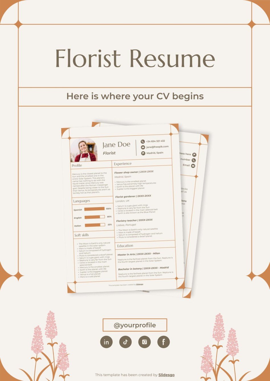 Florist Resume Presentation