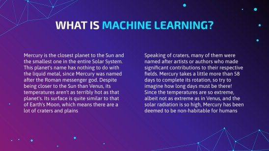 Machine Learning Master's Degree Presentation