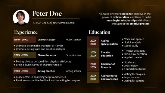 Dramatic Actor Portfolio Presentation