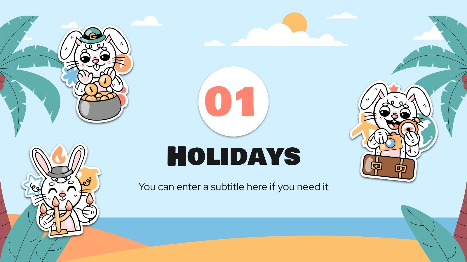 Ronnie The Bunny Holiday Stickers Minitheme Presentation