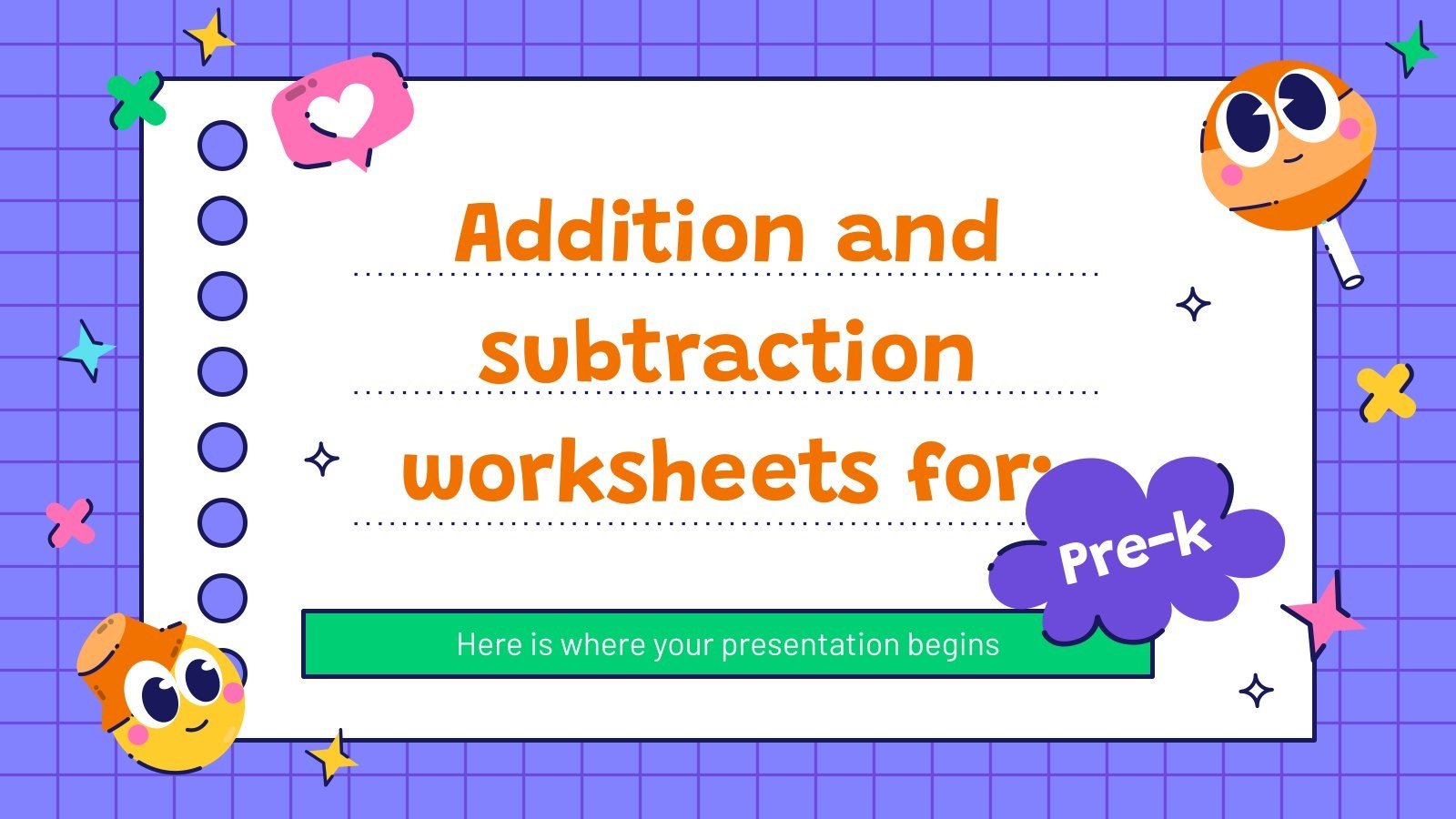 Addition and Subtraction Worksheets for Pre-K Presentation