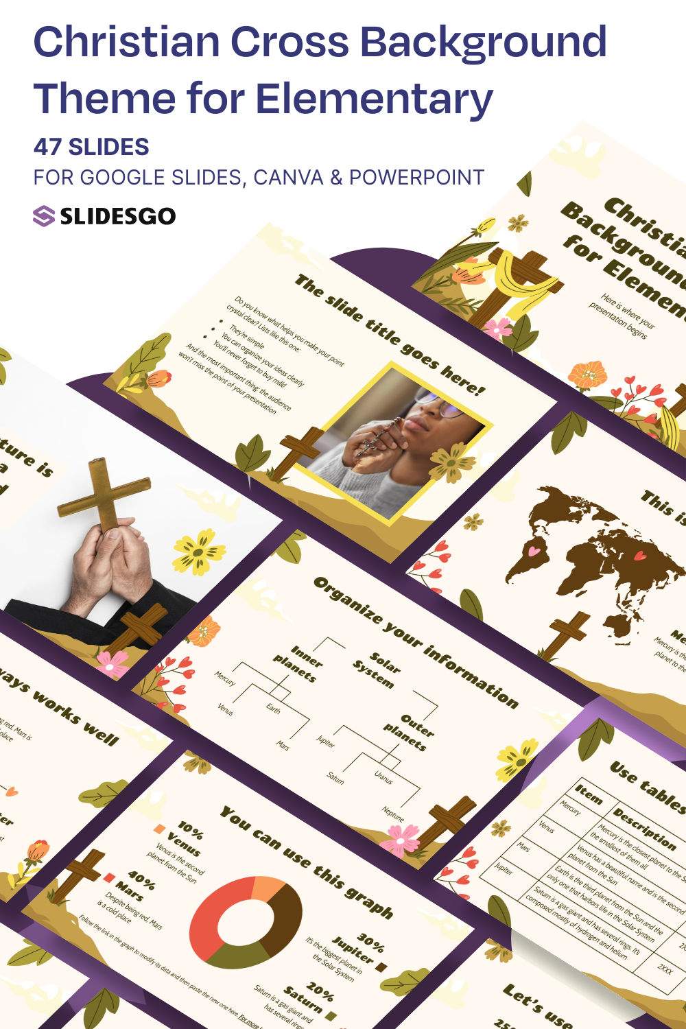 Christian Cross Background Theme for Elementary Presentation