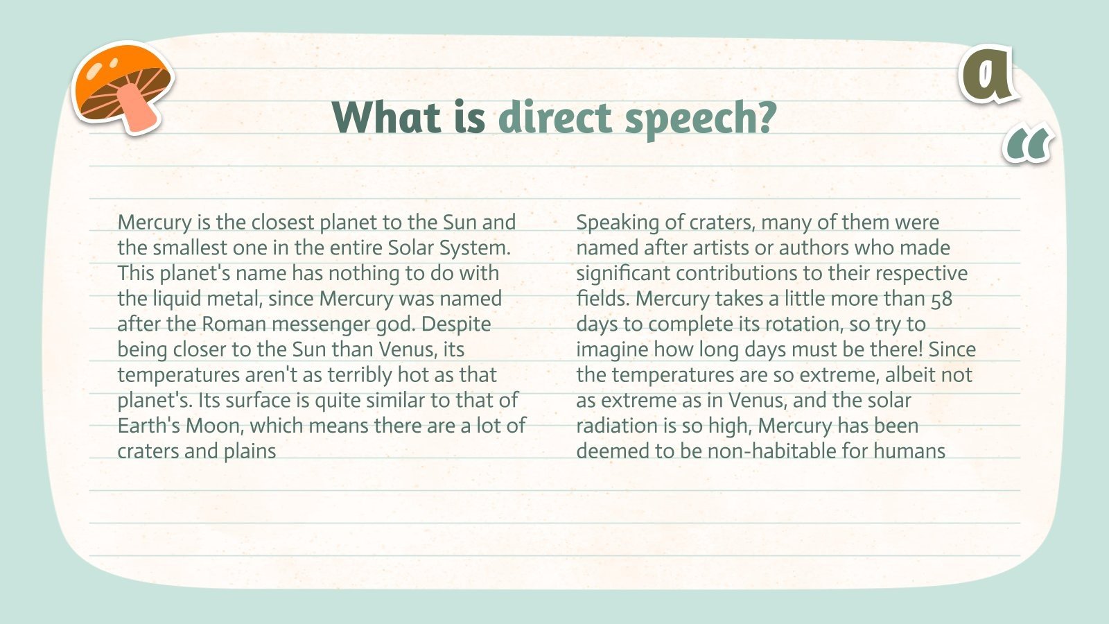 Grammar Subject: Commas & Quotations for Direct Speech