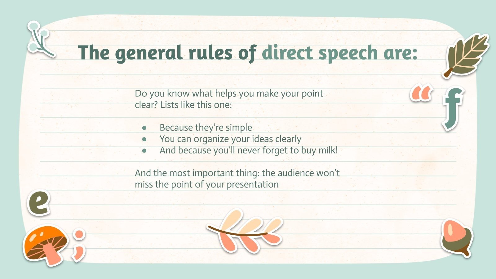 Grammar Subject: Commas & Quotations for Direct Speech