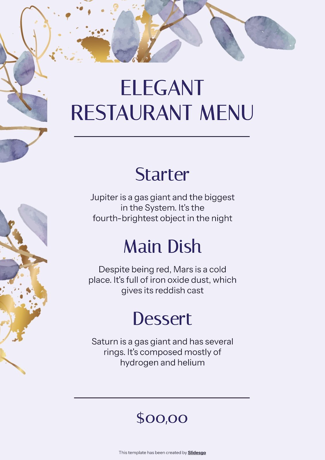 Elegant Restaurant Menu Presentation