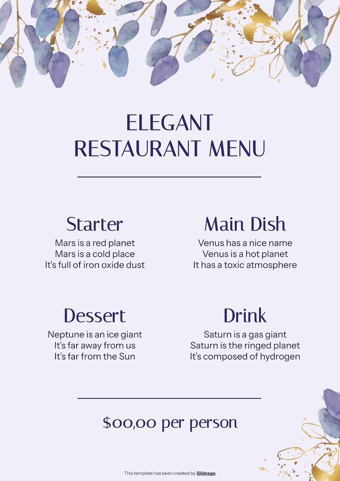 Elegant Restaurant Menu Presentation