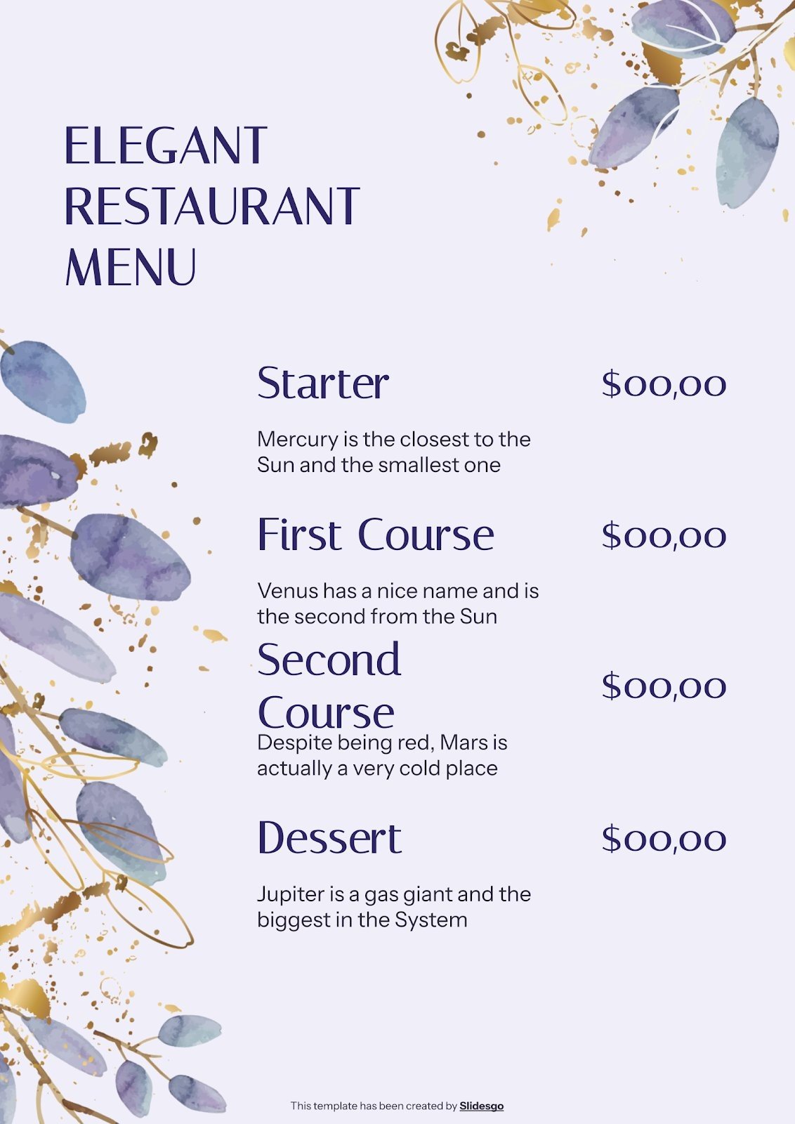 Elegant Restaurant Menu Presentation