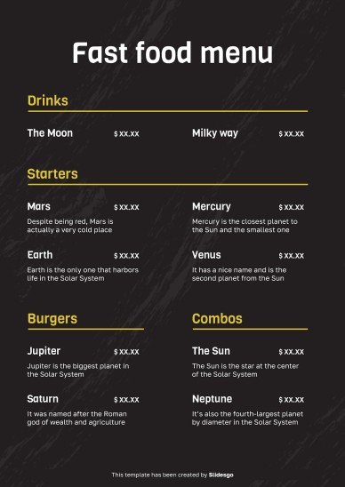 Fast Food Menu Presentation