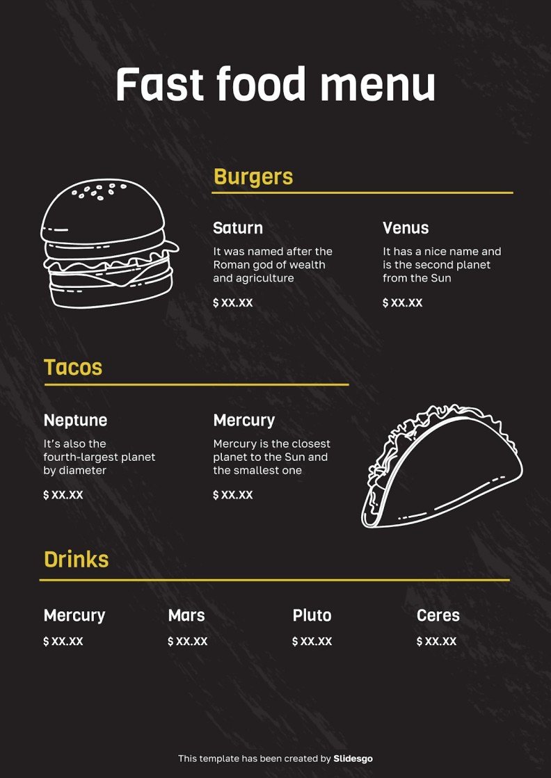 Fast Food Menu Presentation