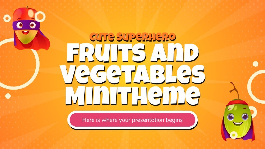 Cute Superhero Fruits and Vegetables Minitheme Presentation