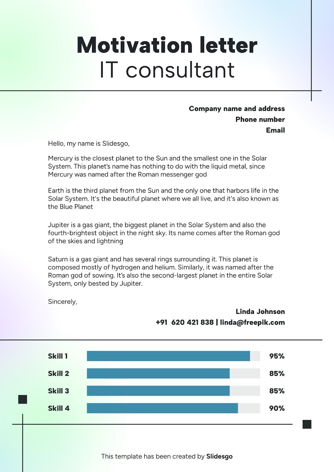 Motivation Letter to Apply to a Technology Company