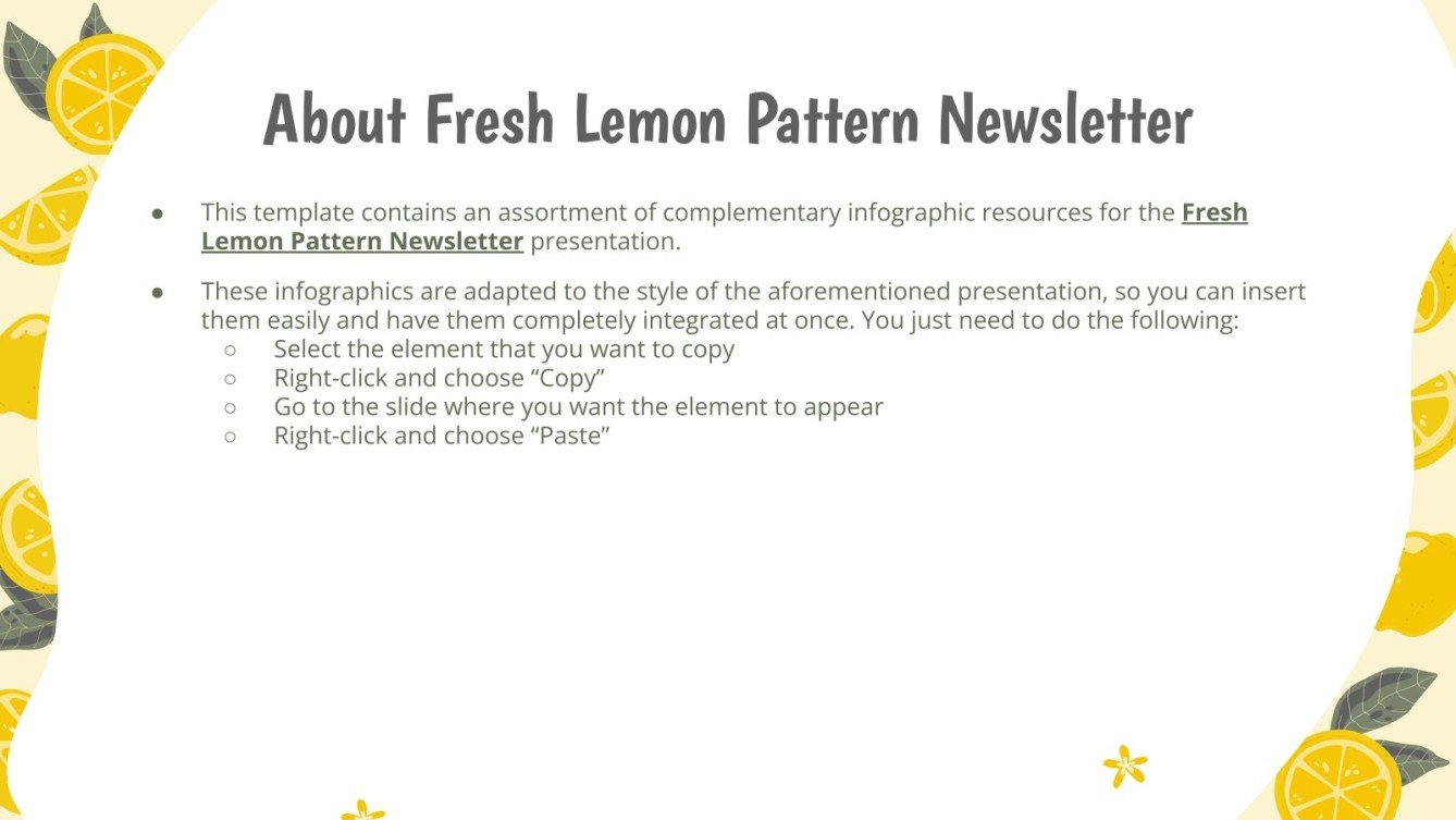 Fresh Lemon Pattern Newsletter Infographics Template