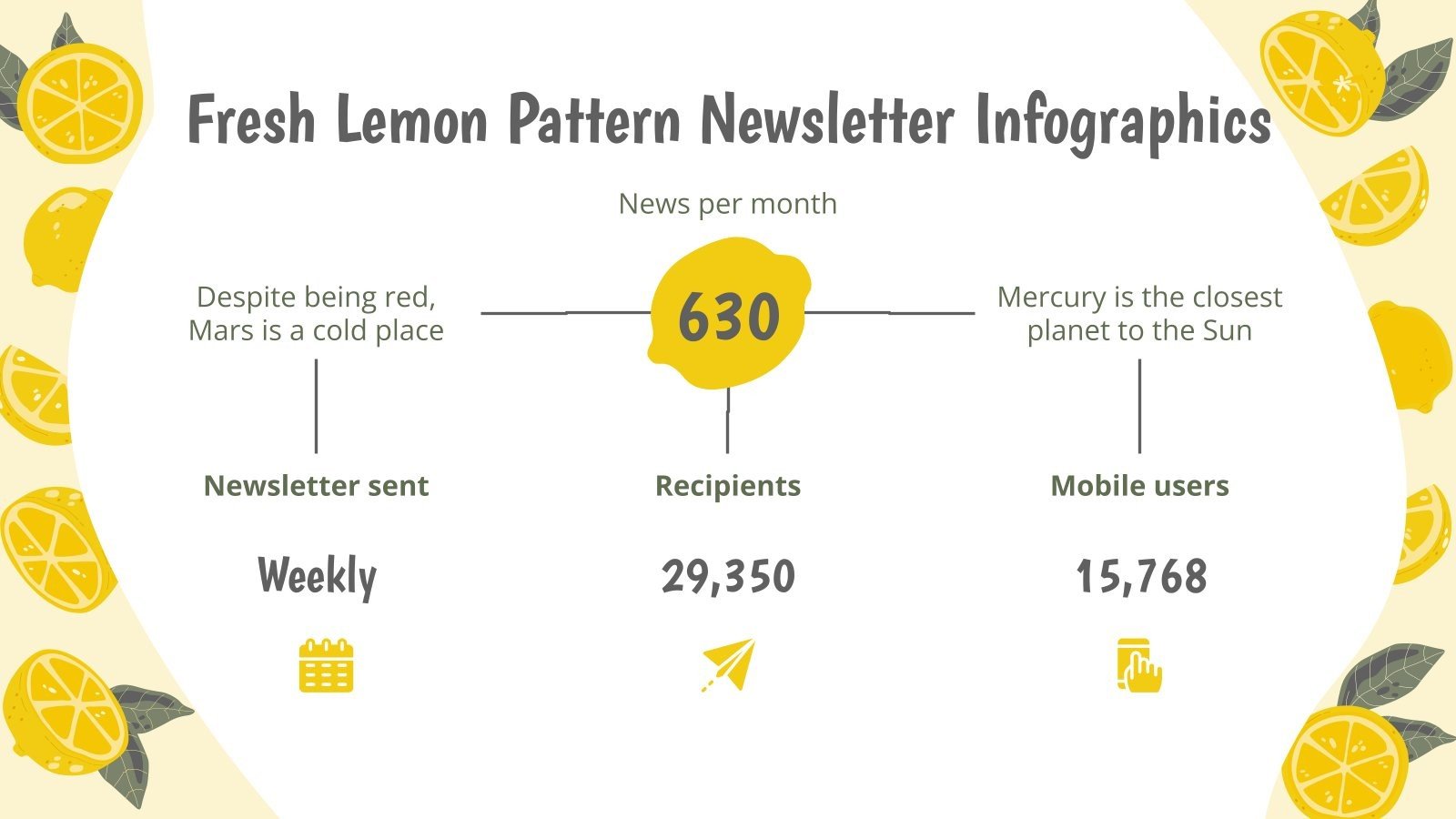 Fresh Lemon Pattern Newsletter Infographics Template