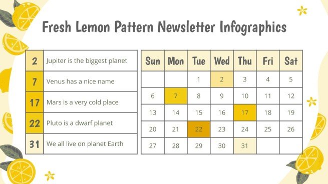 Fresh Lemon Pattern Newsletter Infographics Template