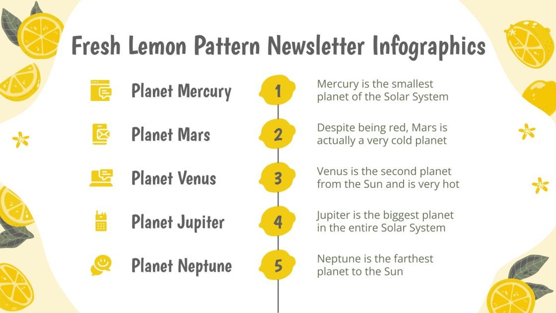 Fresh Lemon Pattern Newsletter Infographics Template