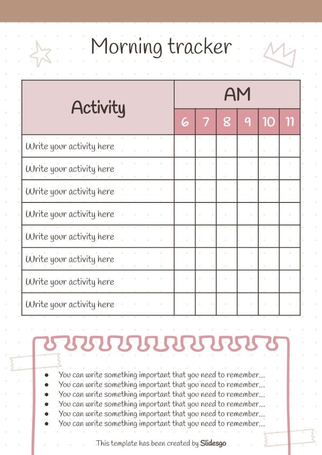 Printable Morning Routine Bullet Diary Presentation