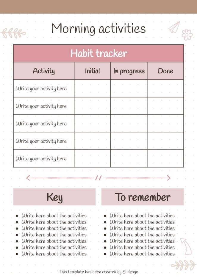 Printable Morning Routine Bullet Diary Presentation